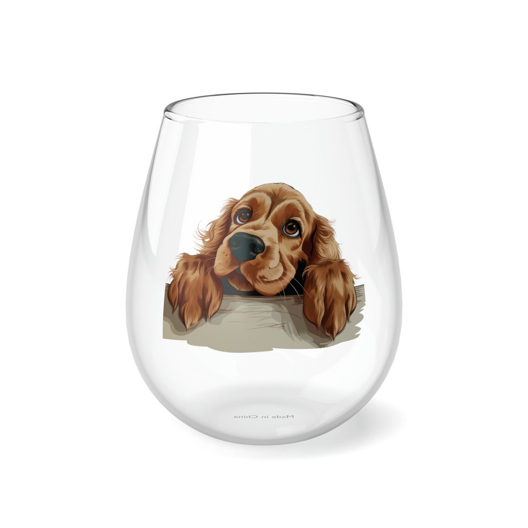 English Cocker Spaniel Wine Stemless Wine Glass 11.75 Oz, Best Selling ...