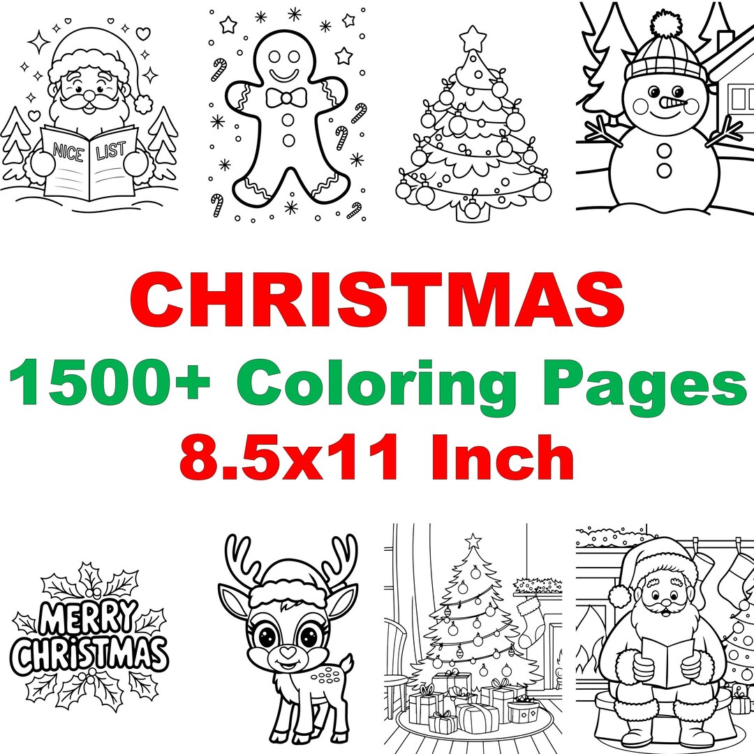 1500+ Christmas Coloring Pages Bundle Holiday Coloring Book Kids Adults ...