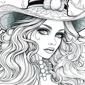 100 Beautiful Witch Girl Coloring Pages for Kids and Adults Printable ...