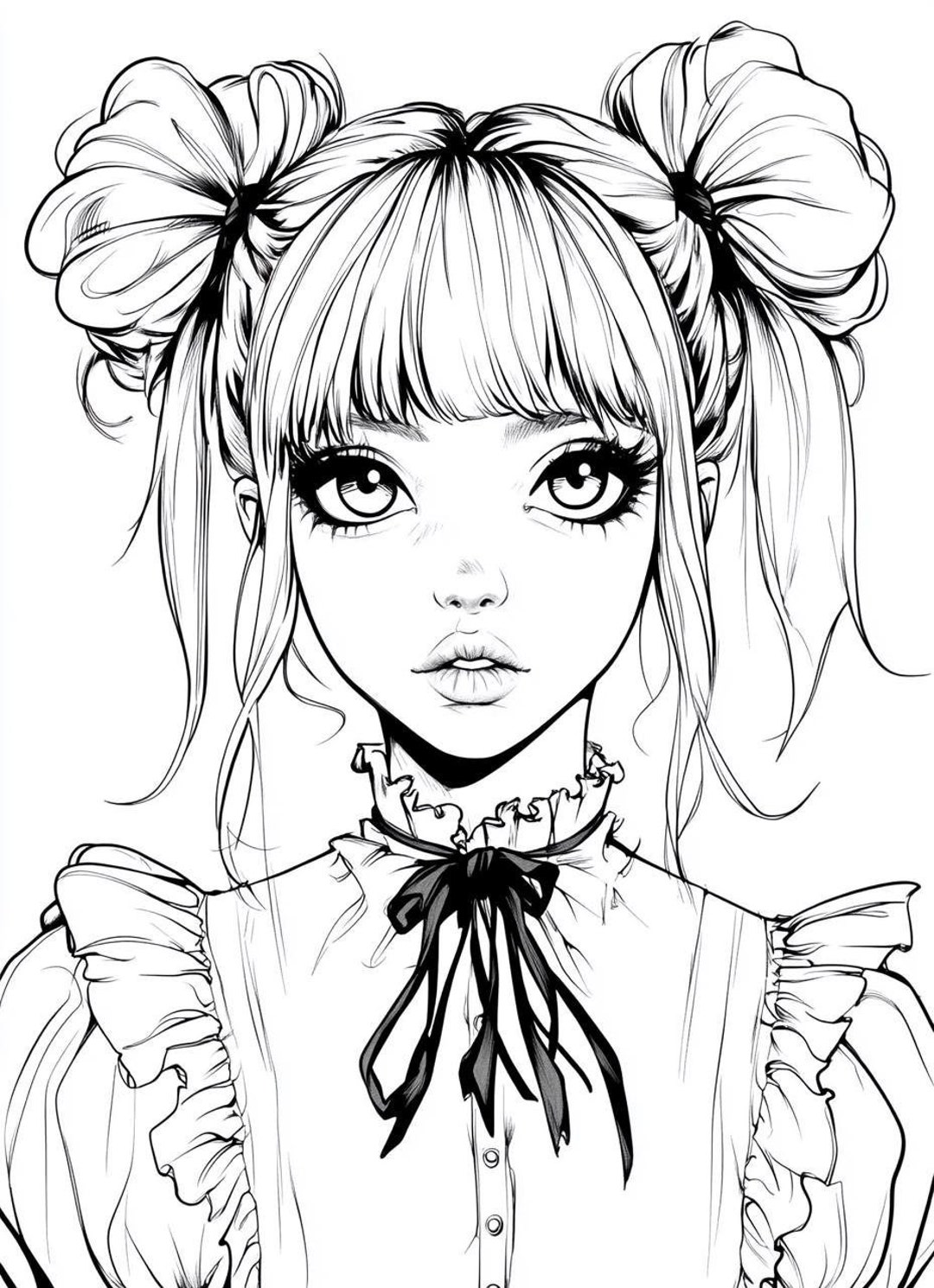 Gothic Anime Coloring Pages 100 Pages Printable Instant Download PDF ...
