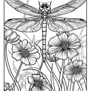 200 Dragonfly With Flower Coloring Pages - Adult and Kid Coloring Pages ...