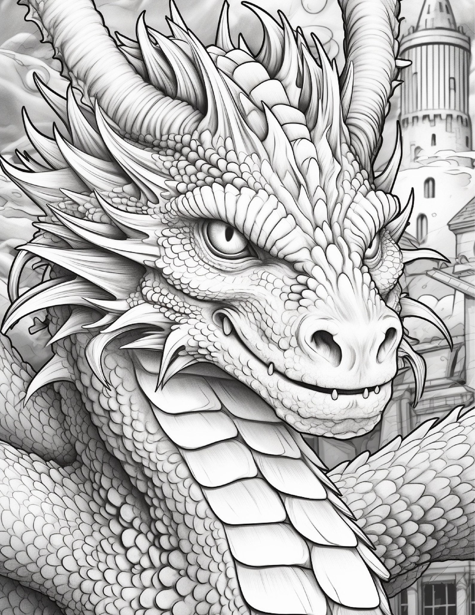 100 Dragon Coloring Pages for Adults and Kids Coloring Pages Printable ...