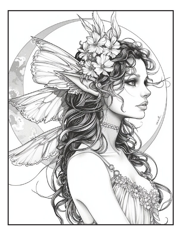 Best Seller 200 Moon Fairy Coloring Page for Kids and Adults Printable ...