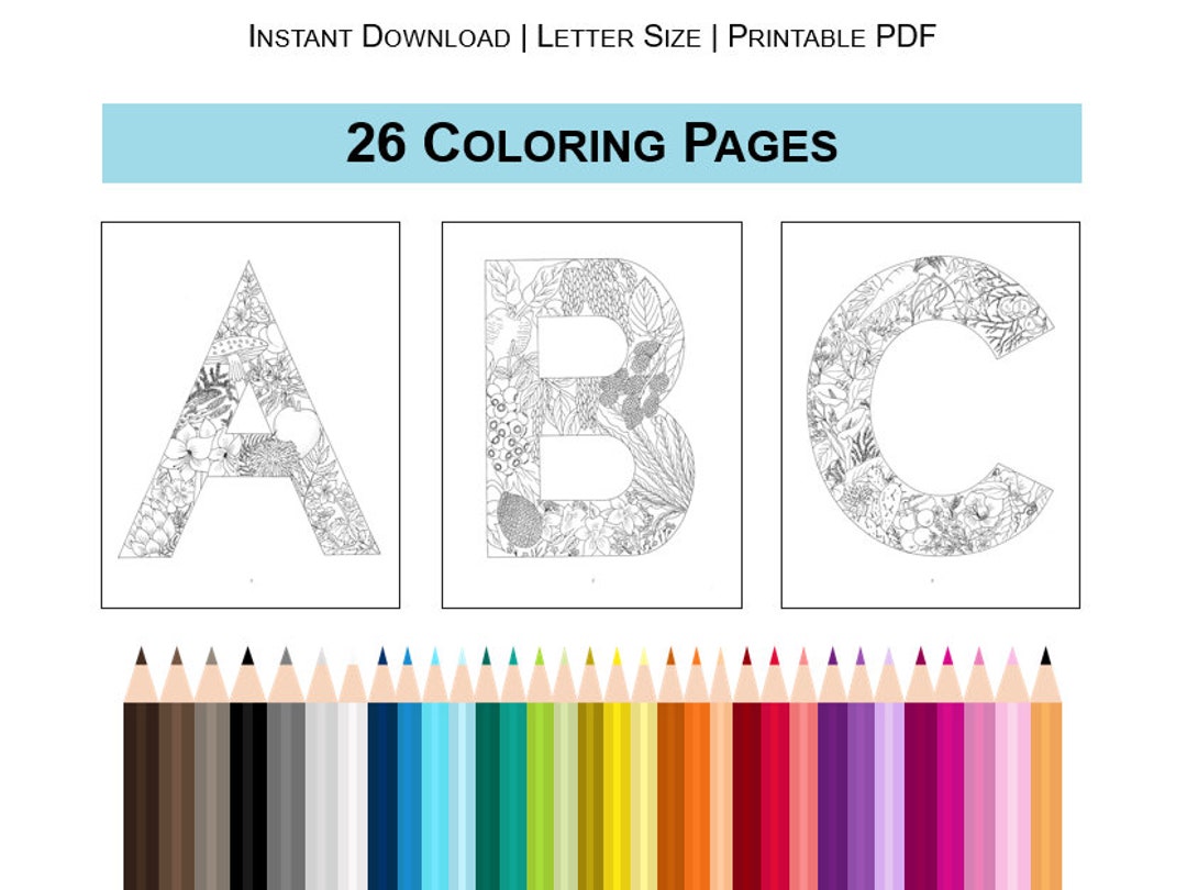 Best Seller Floral Alphabet Coloring Pages 26 Pages Adult Printable ...