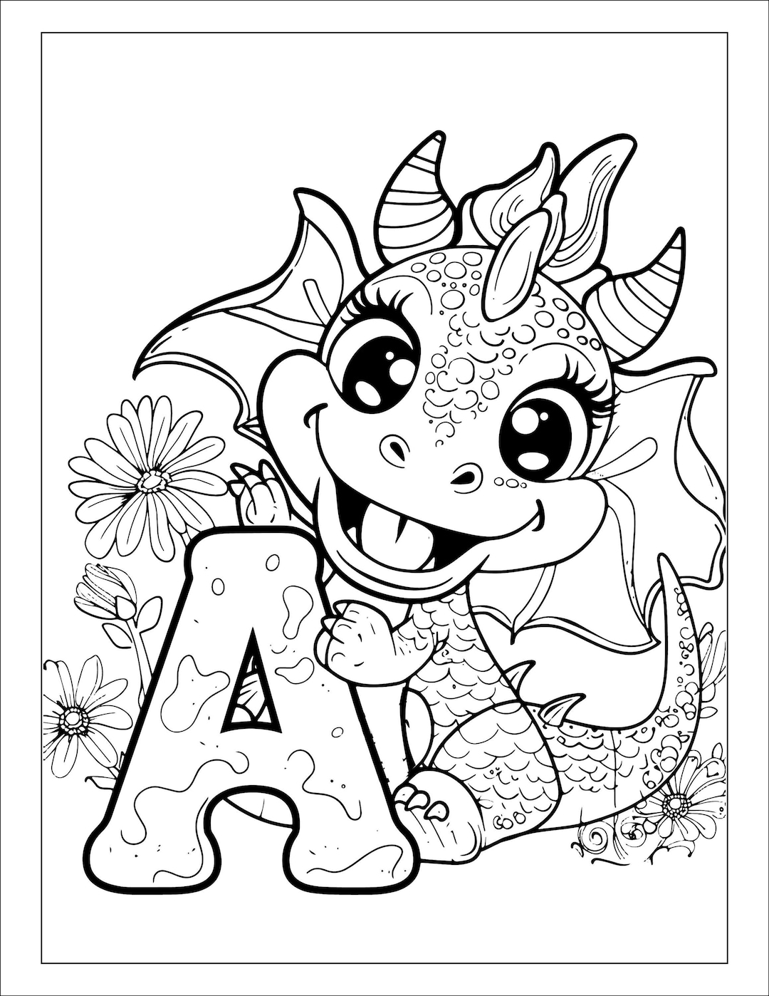 Dragon Alphabet Letter Coloring Pages 36 Pages for Kids and Adults ...