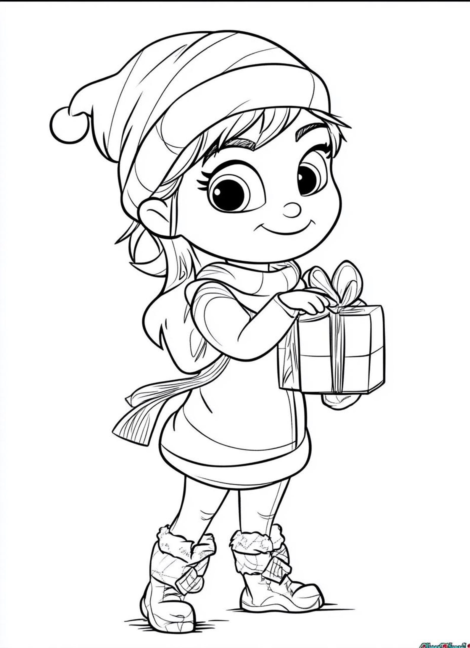 100 Cute Little Girl Christmas Coloring Pages Adults and Kids Coloring ...