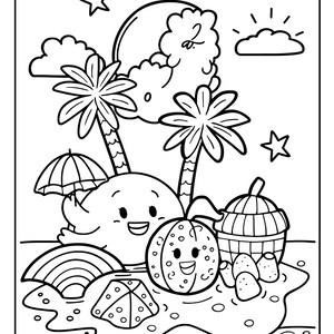 150 Cute Kawaii Summer Coloring Pages Printable Digital PDF for Kids ...
