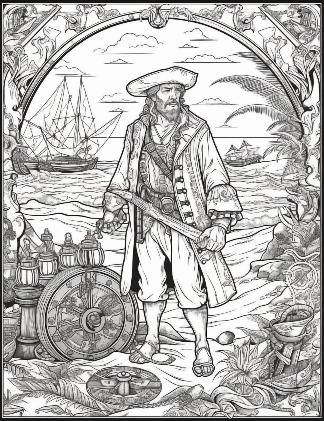 Best Seller 40 Pirate Coloring Pages for Kids and Adults Printable ...