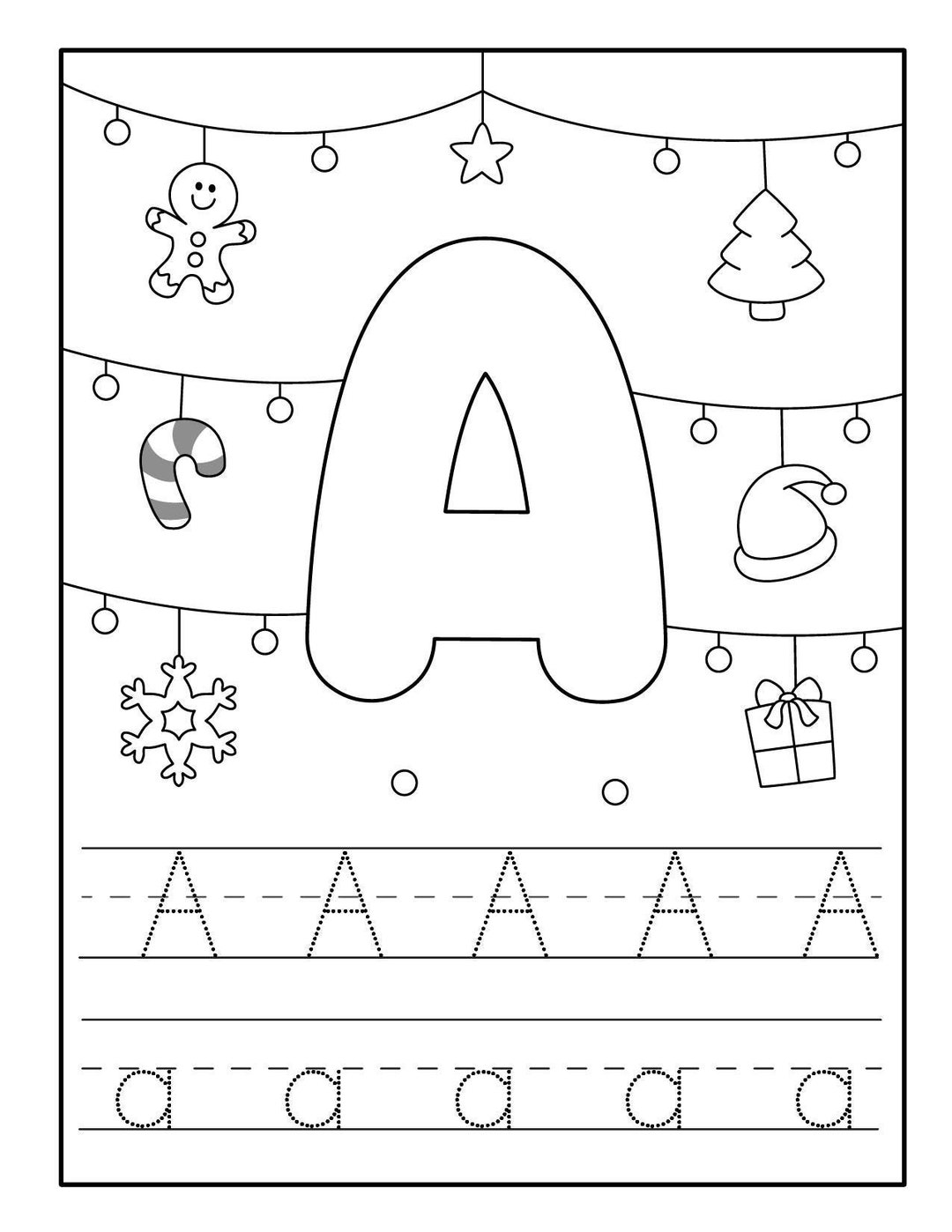 Christmas Alphabet Letter Coloring Pages 26 Pages for Kids Printable ...