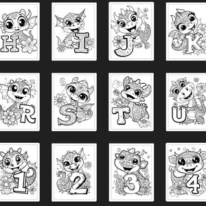 Dragon Alphabet Letter Coloring Pages 36 Pages for Kids and Adults ...