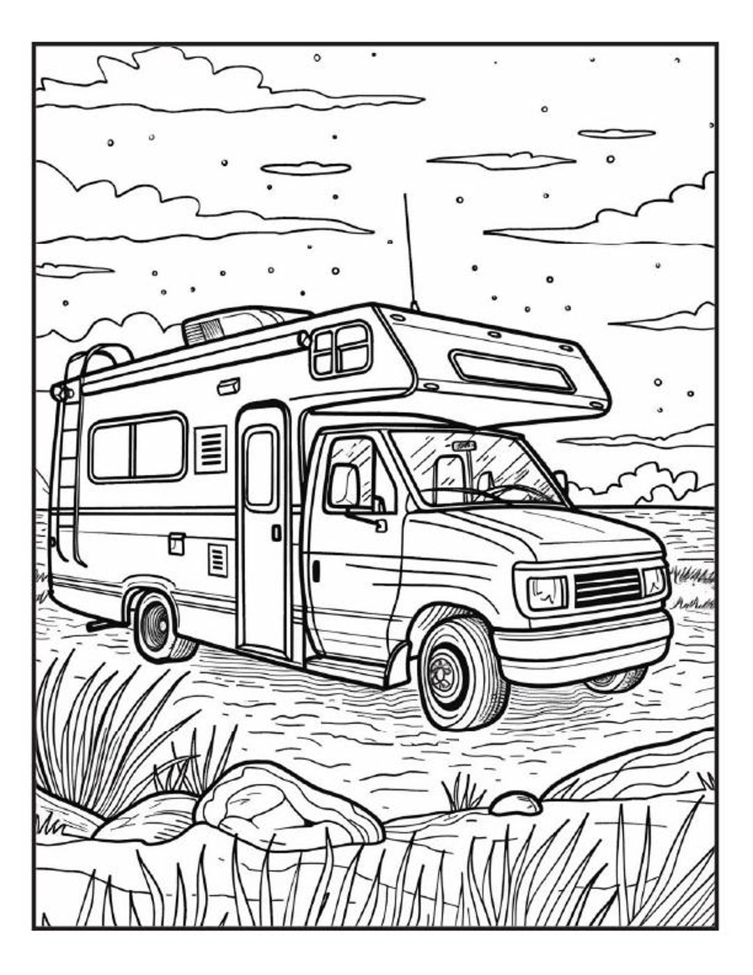 240 RV Road Trip Coloring Pages - Printable Digital Instant Download ...