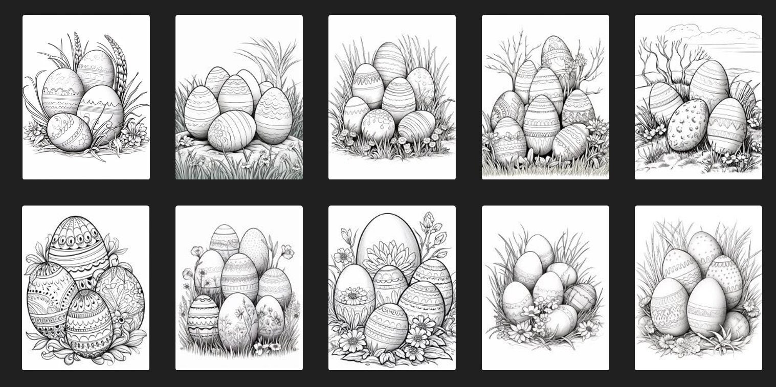 Best Seller 100 Easter Eggs Coloring Book Pages for Kids and Adults ...