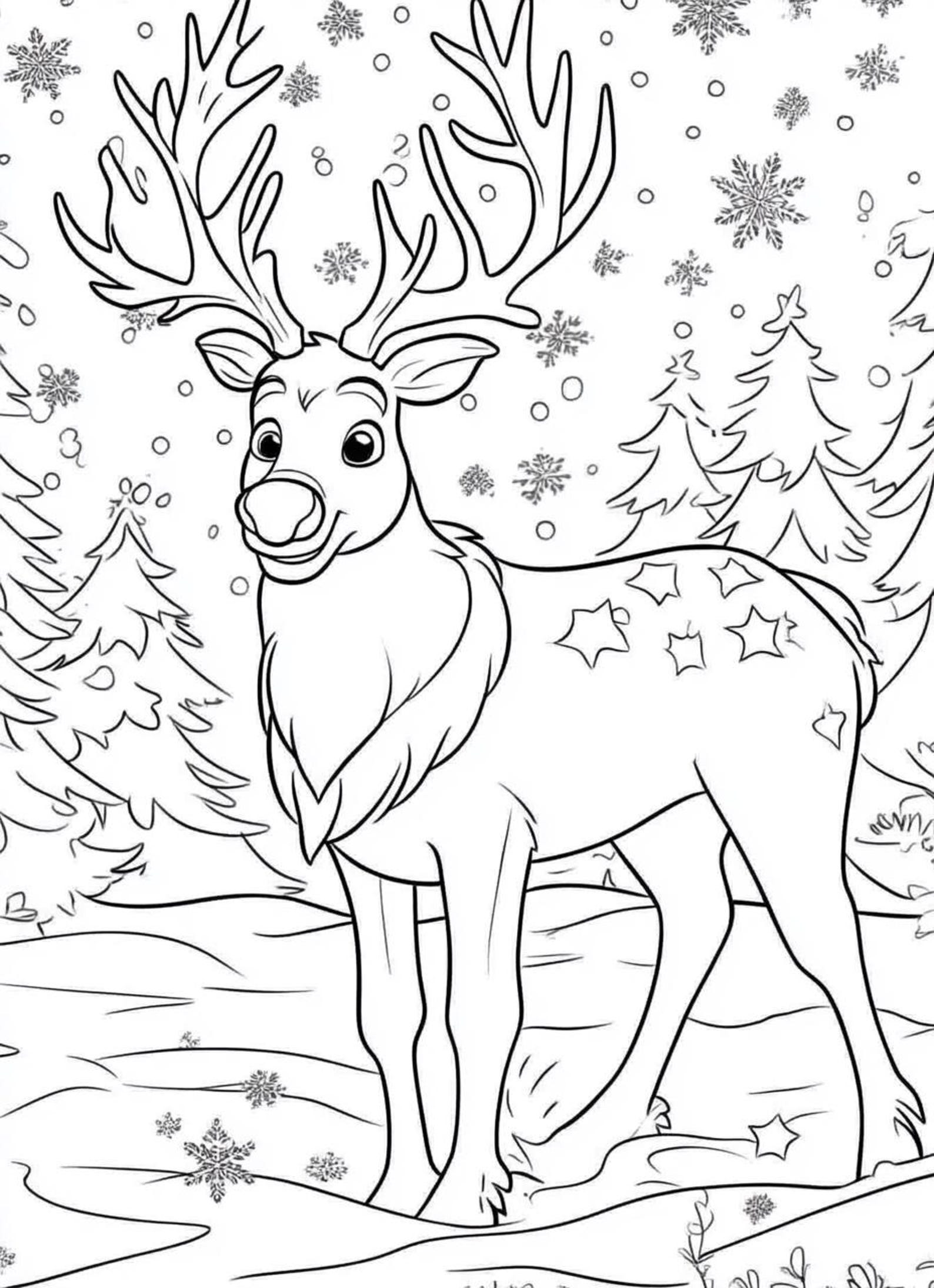 100 Reindeer Christmas Coloring Pages Adults and Kids Coloring Pages ...