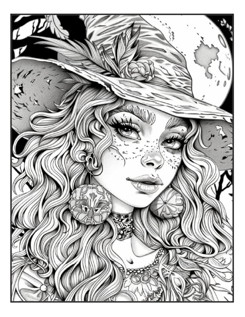 Best Seller 200 Moon Witch Coloring Pages Adults Coloring Pages ...