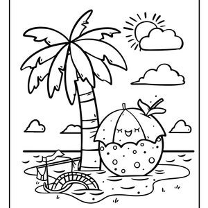 150 Cute Kawaii Summer Coloring Pages Printable Digital PDF for Kids ...