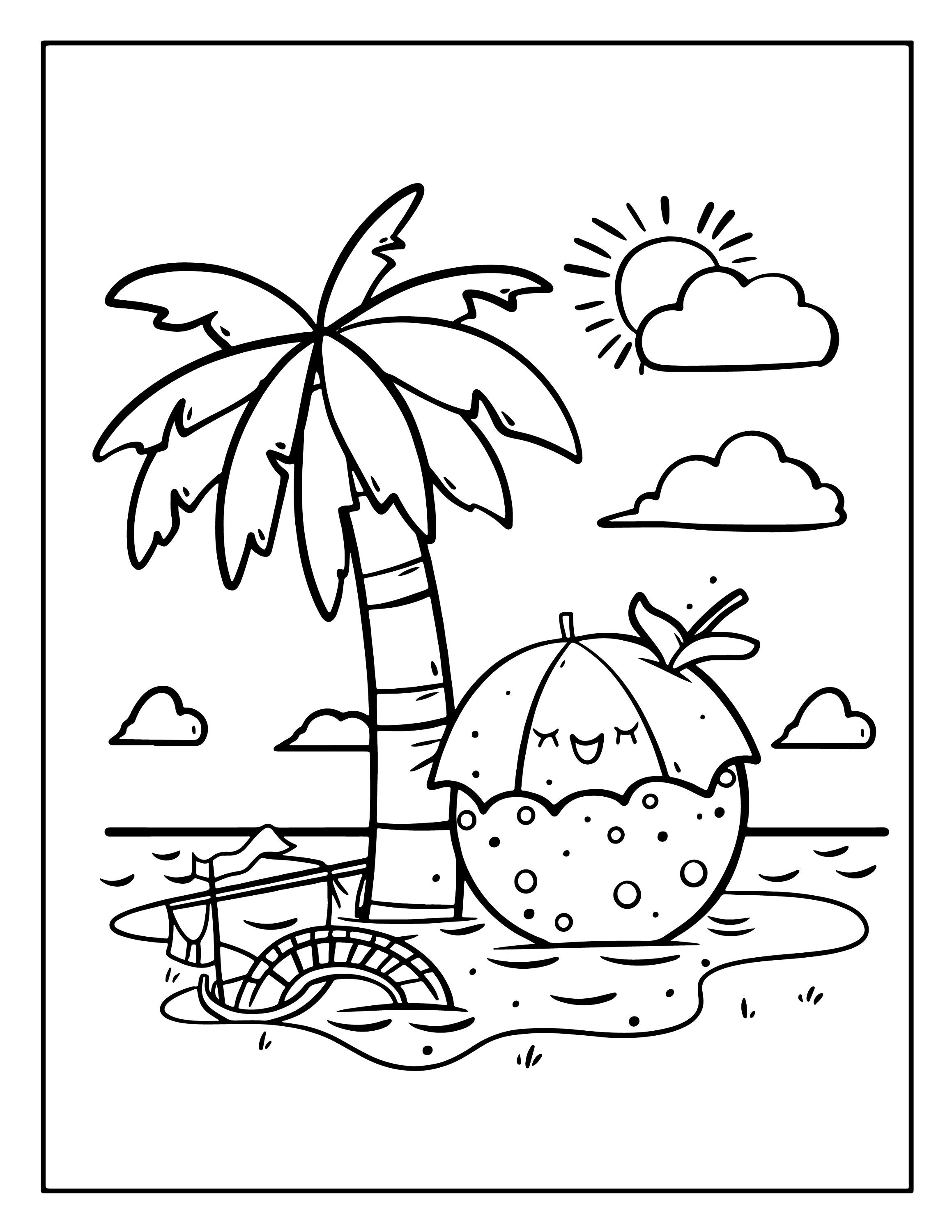 150 Cute Kawaii Summer Coloring Pages Printable Digital PDF for Kids ...
