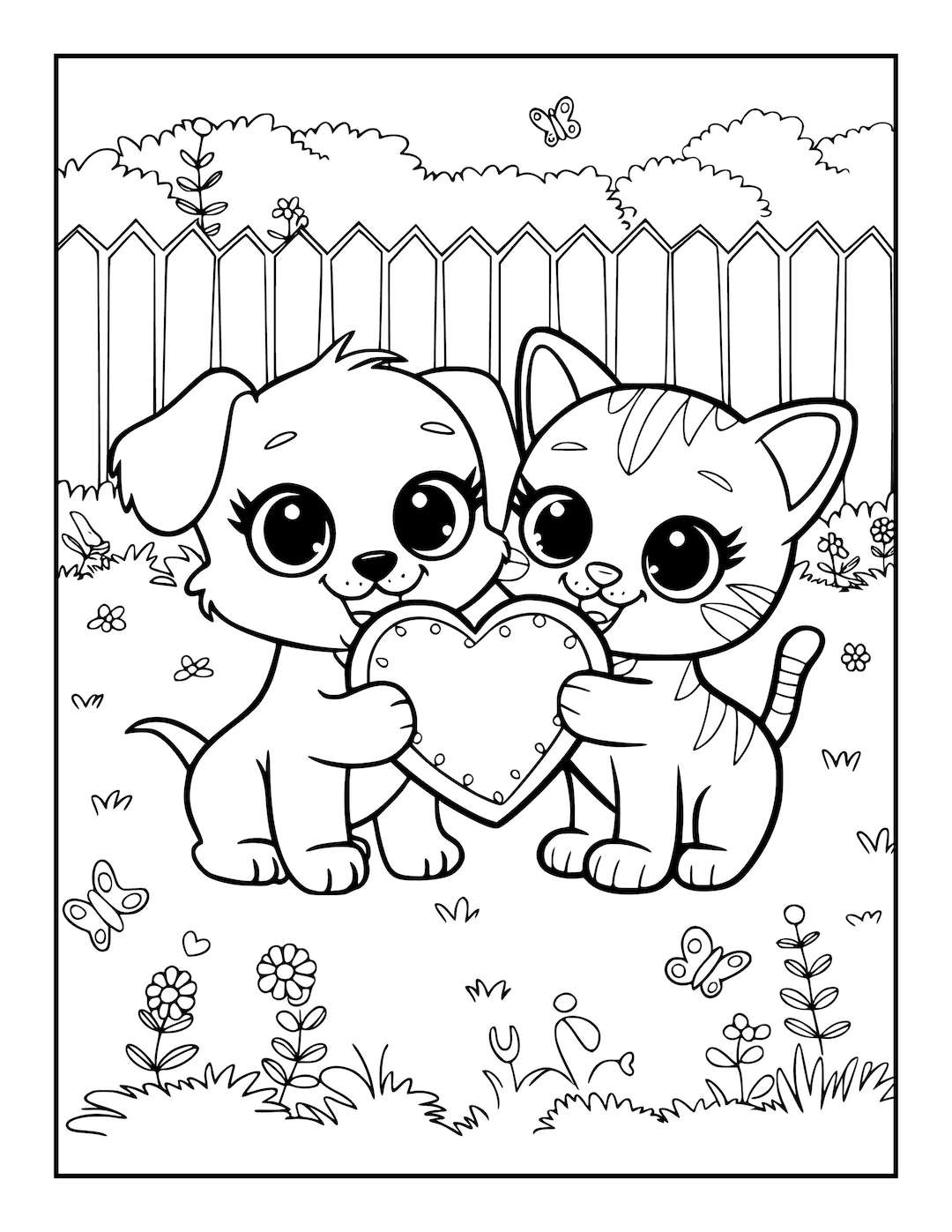 Valentines Day Coloring Pages Cute Love for Kids 80 Pages Adult Kid ...