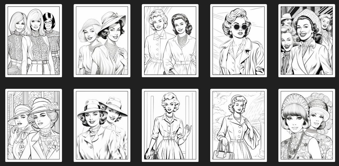 170 Vintage Fashion Coloring Pages - Adult and Kid Coloring Pages ...