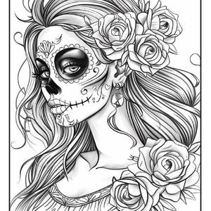 200 Sugar Skull Girl Coloring Pages - Printable Digital Instant ...