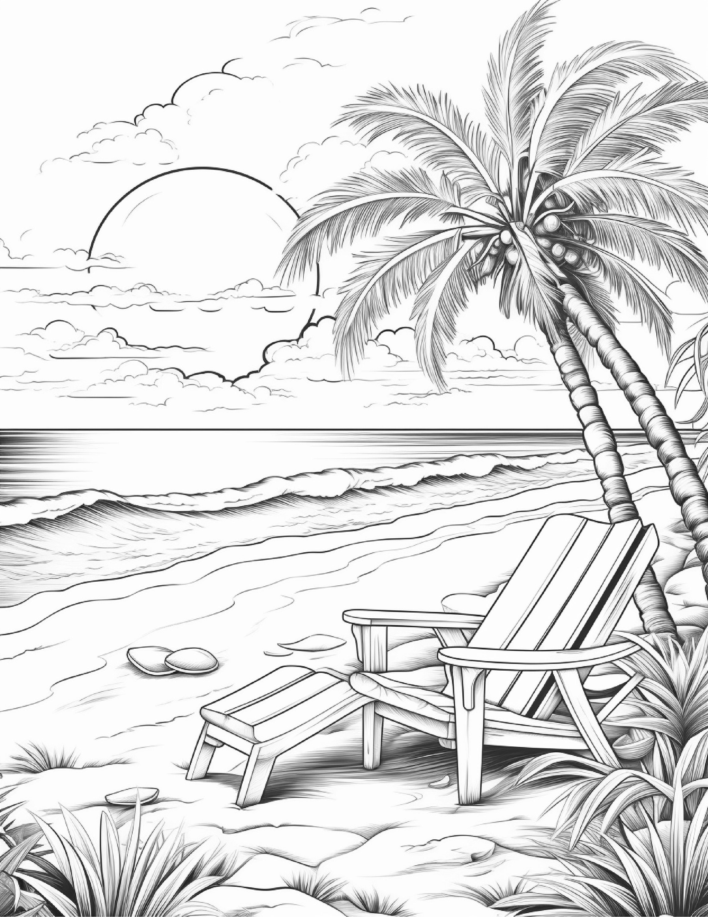 220 Beach Sunset Coloring Pages - Adults and Kids Coloring Pages ...