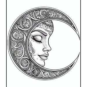 Best Selling Item 100 Boho Chic Moon Coloring Pages Kids and Adults ...