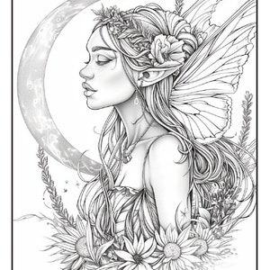 Best Seller 200 Moon Fairy Coloring Page for Kids and Adults Printable ...
