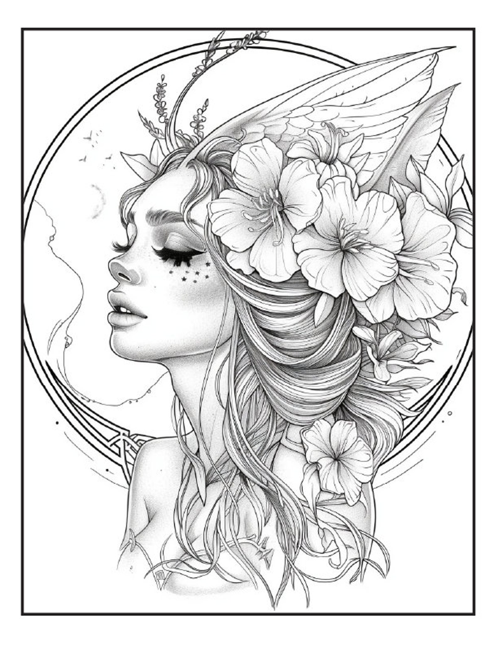 Best Seller 200 Moon Fairy Coloring Page for Kids and Adults Printable ...