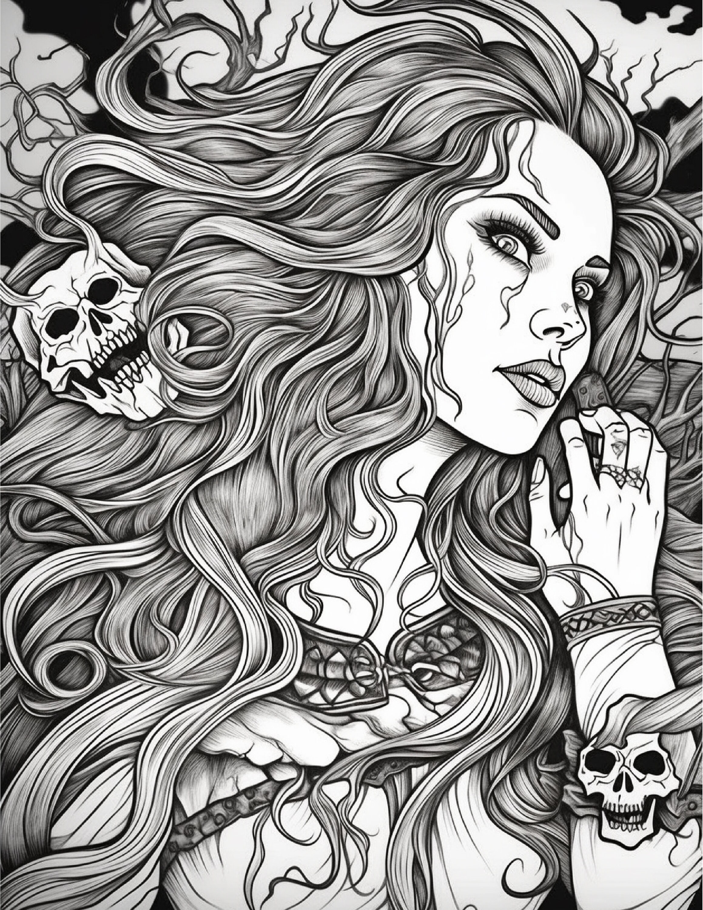 Best Seller 150 Horror Woman Coloring Pages- Adult Coloring Pages ...