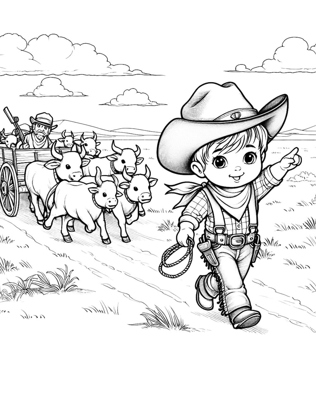 Best Selling 30 Little Cowboys Coloring Pages for Kids and Adults ...