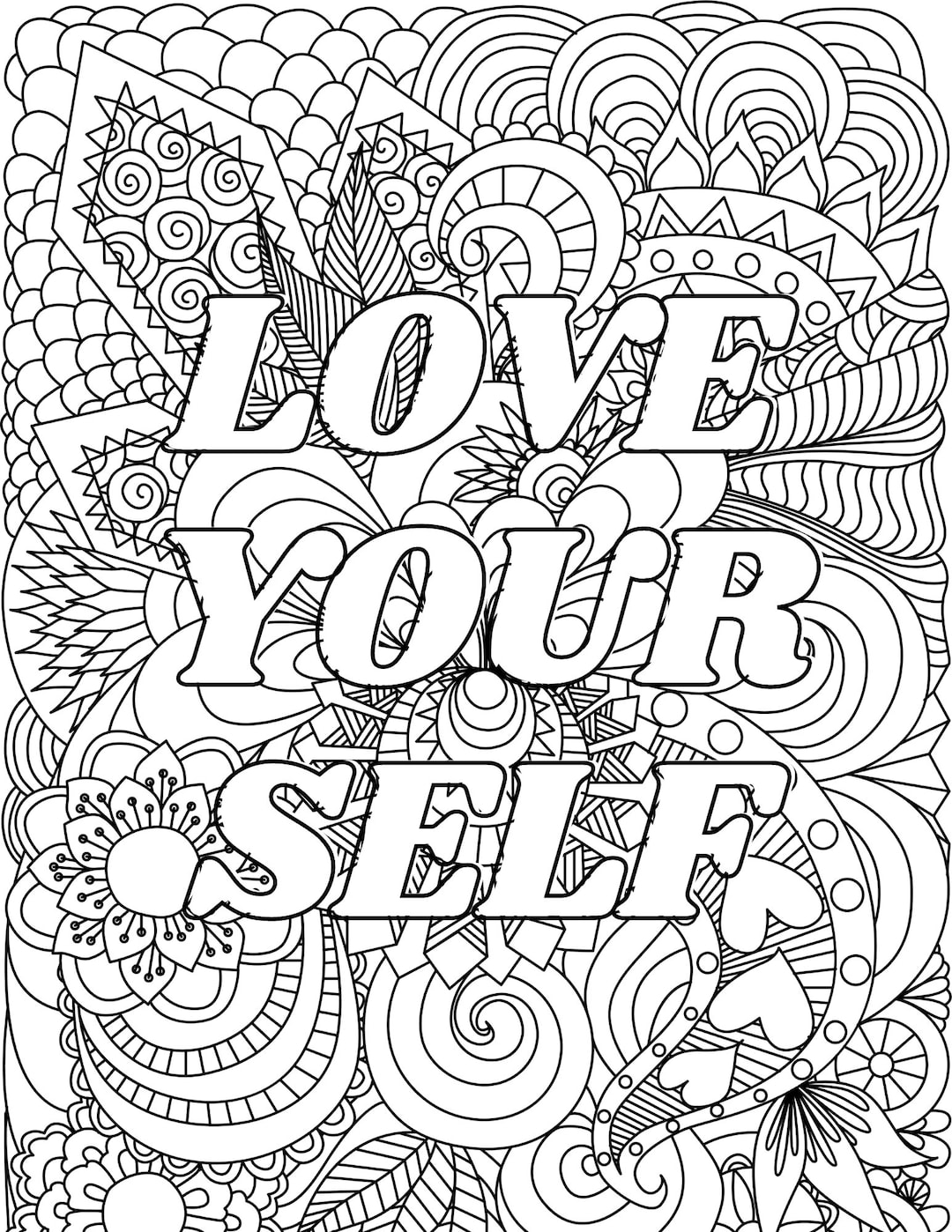 30 Positive Affirmations Zentangle Inspirational Coloring Pages Adult ...