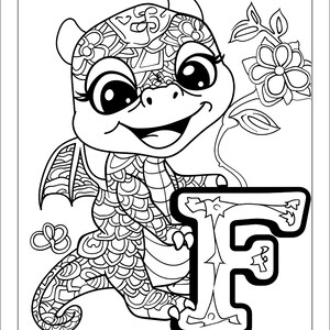 Dragon Alphabet Letter Coloring Pages 36 Pages for Kids and Adults ...