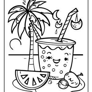 150 Cute Kawaii Summer Coloring Pages Printable Digital PDF for Kids ...