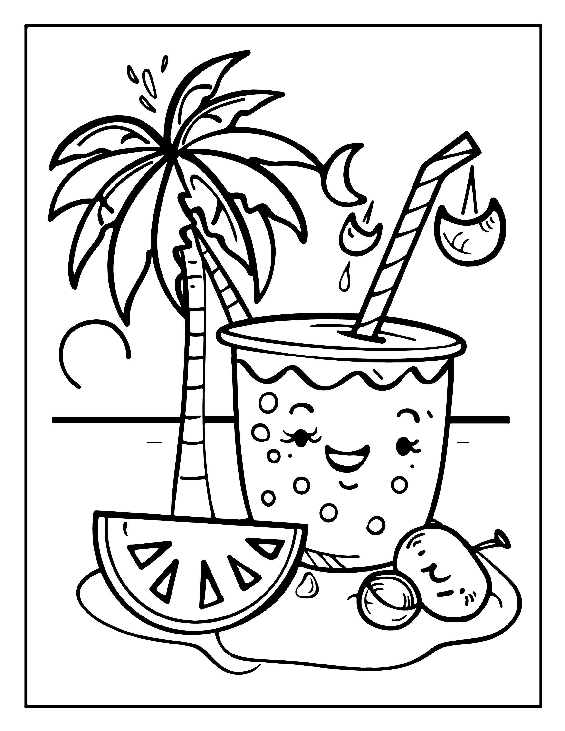 150 Cute Kawaii Summer Coloring Pages Printable Digital PDF for Kids ...