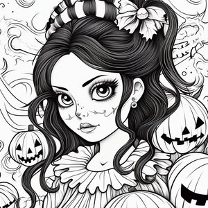 Halloween 20 Spooky Girls Coloring Pages for Adults & Kids Coloring ...