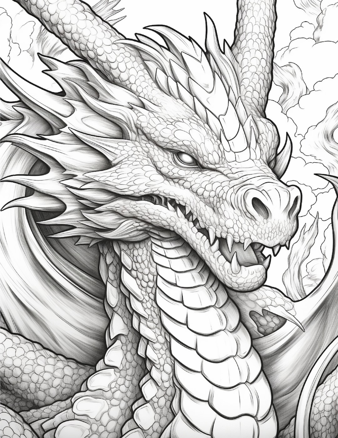 100 Dragon Coloring Pages for Adults and Kids Coloring Pages Printable ...