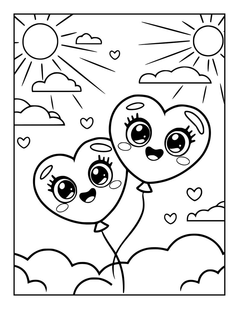 Valentines Day Coloring Pages Cute Love for Kids 80 Pages Adult Kid ...