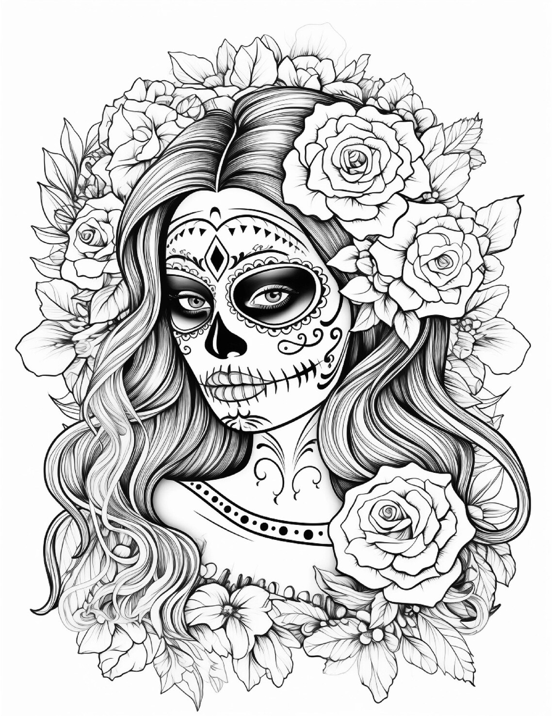 150 Girl Sugar Skull Coloring Pages - Adults and Kids Coloring Pages ...
