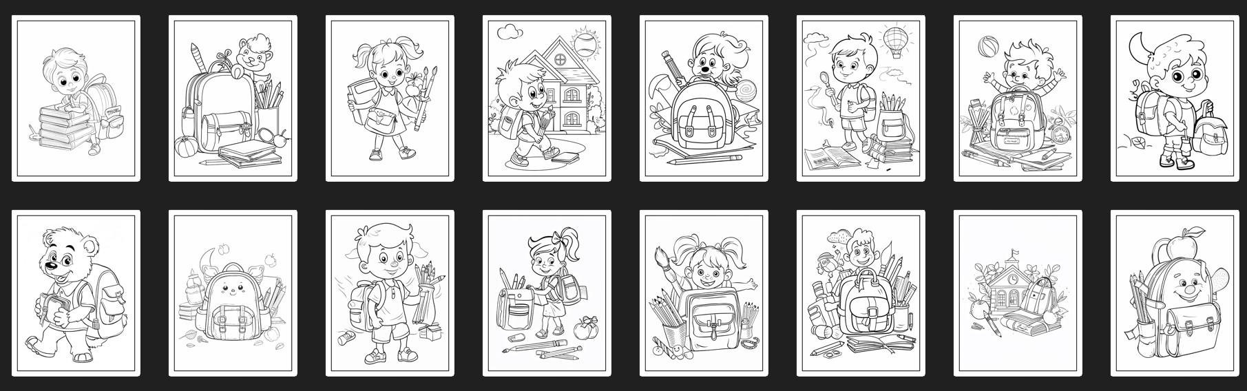 180 Back to School Coloring Pages for Kids - Printable Digital Instant ...