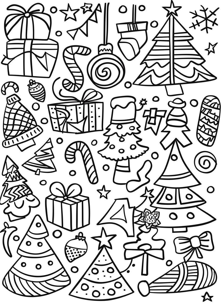 48 Christmas Doodles Coloring Pages - Adult and Kid Coloring Pages ...