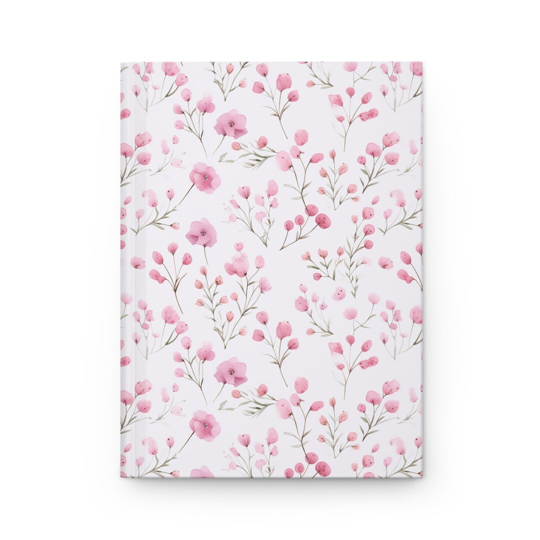 Vintage Notebook Pink Floral Flower Journal Hardcover Notebook 5.75"x8 ...
