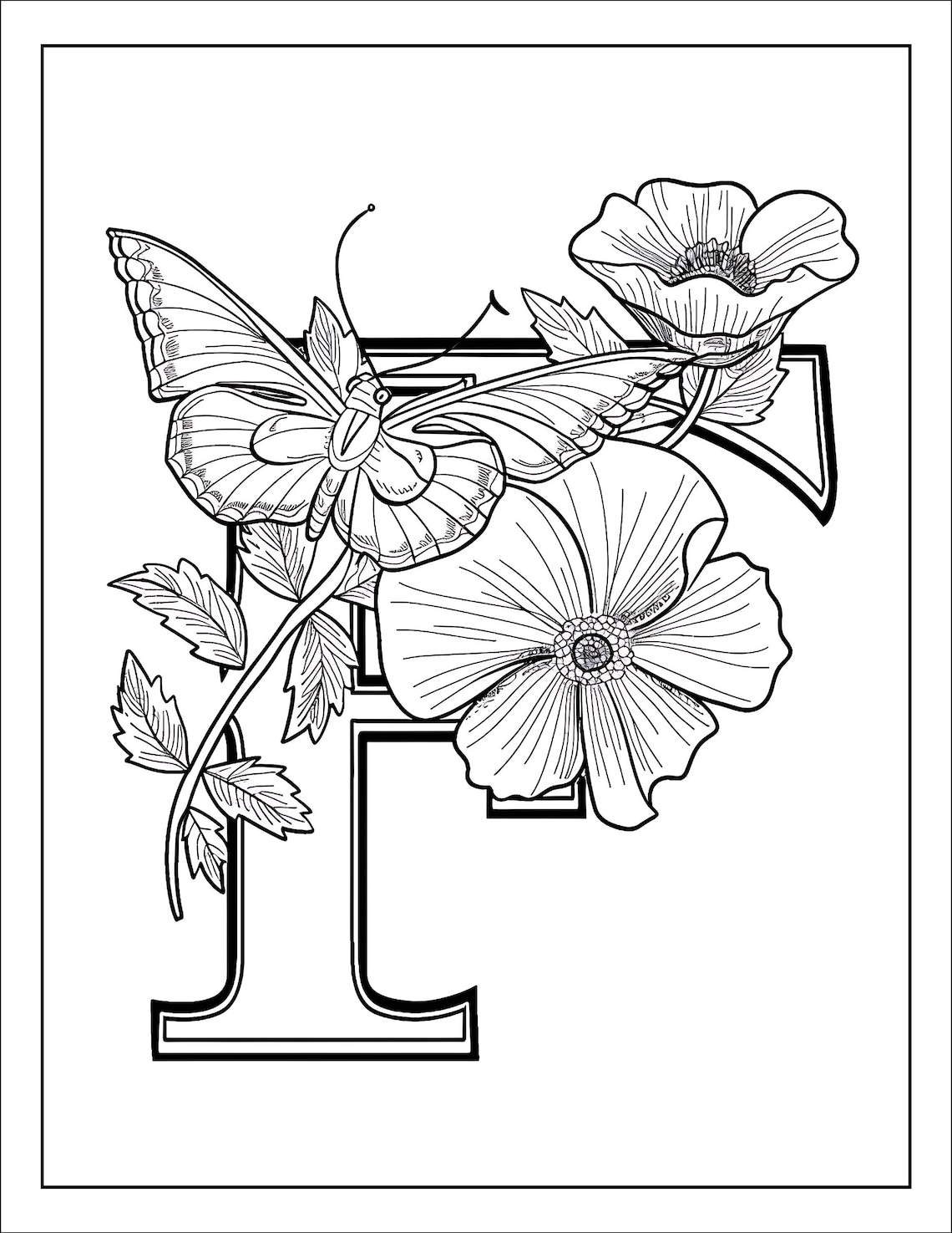 Best Selling Alphabet Flower Butterfly Coloring Pages 36 Pages Adult ...