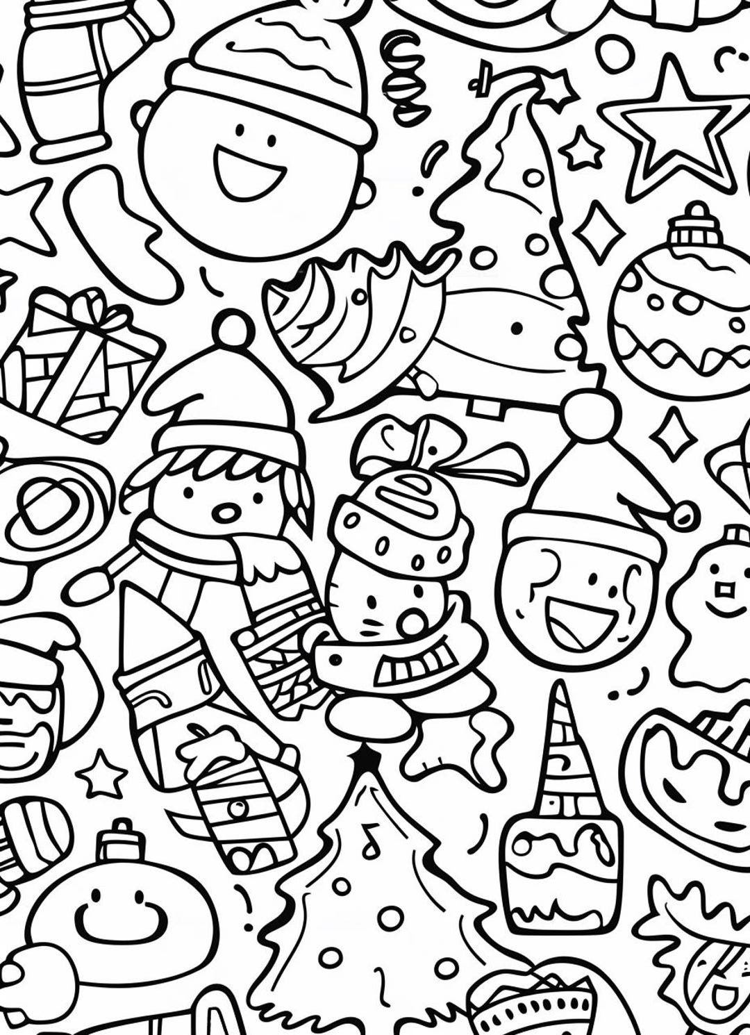 48 Christmas Doodles Coloring Pages - Adult and Kid Coloring Pages ...