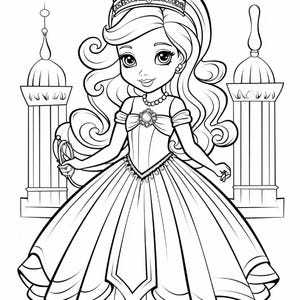 100 Cute Princess Coloring Pages Kids and Adults Printable Instant ...