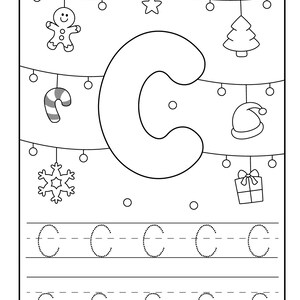 Christmas Alphabet Letter Coloring Pages 26 Pages for Kids Printable ...