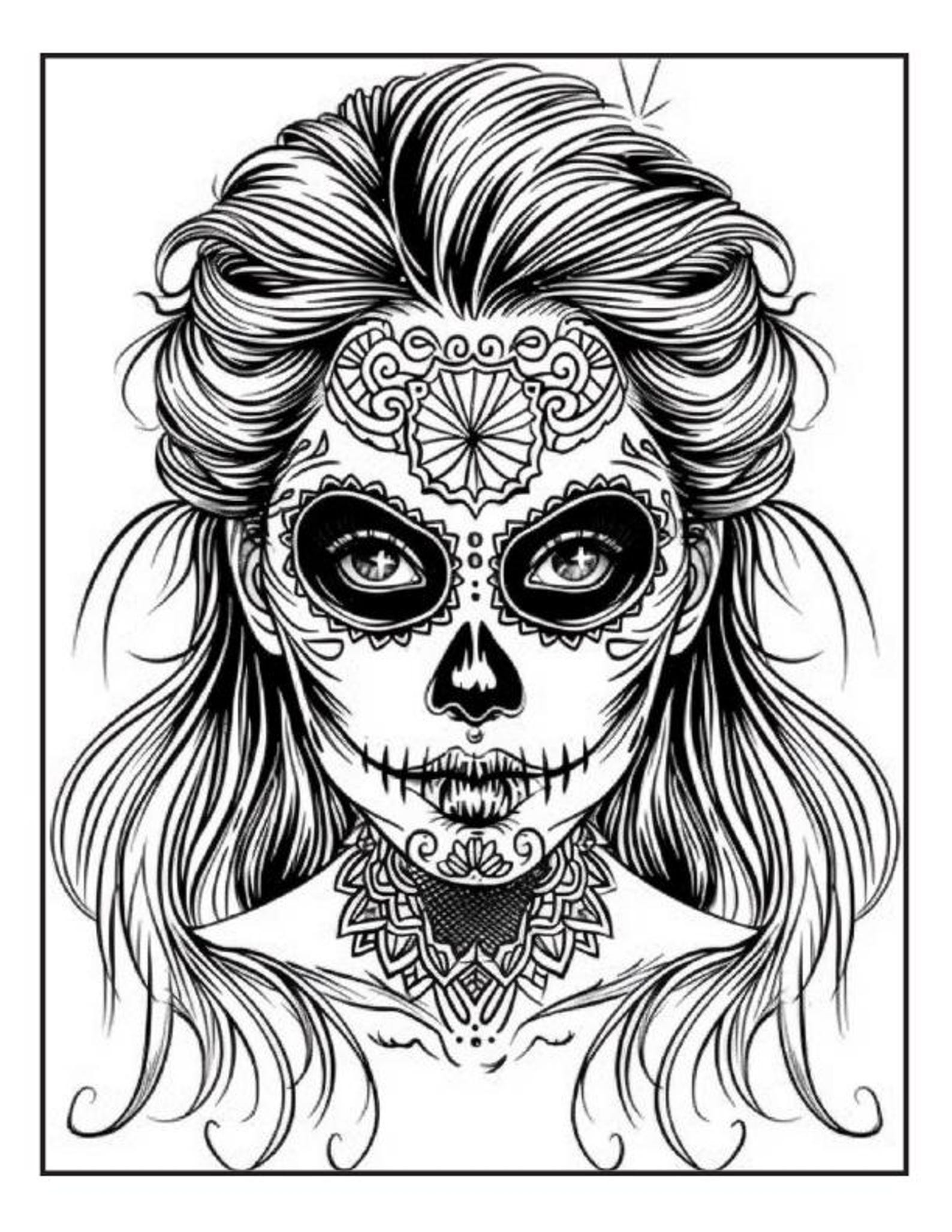200 Sugar Skull Girl Coloring Pages - Printable Digital Instant ...