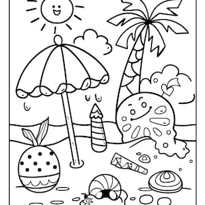 135 Cute Kawaii Summer Coloring Pages Printable Digital PDF for Kids ...