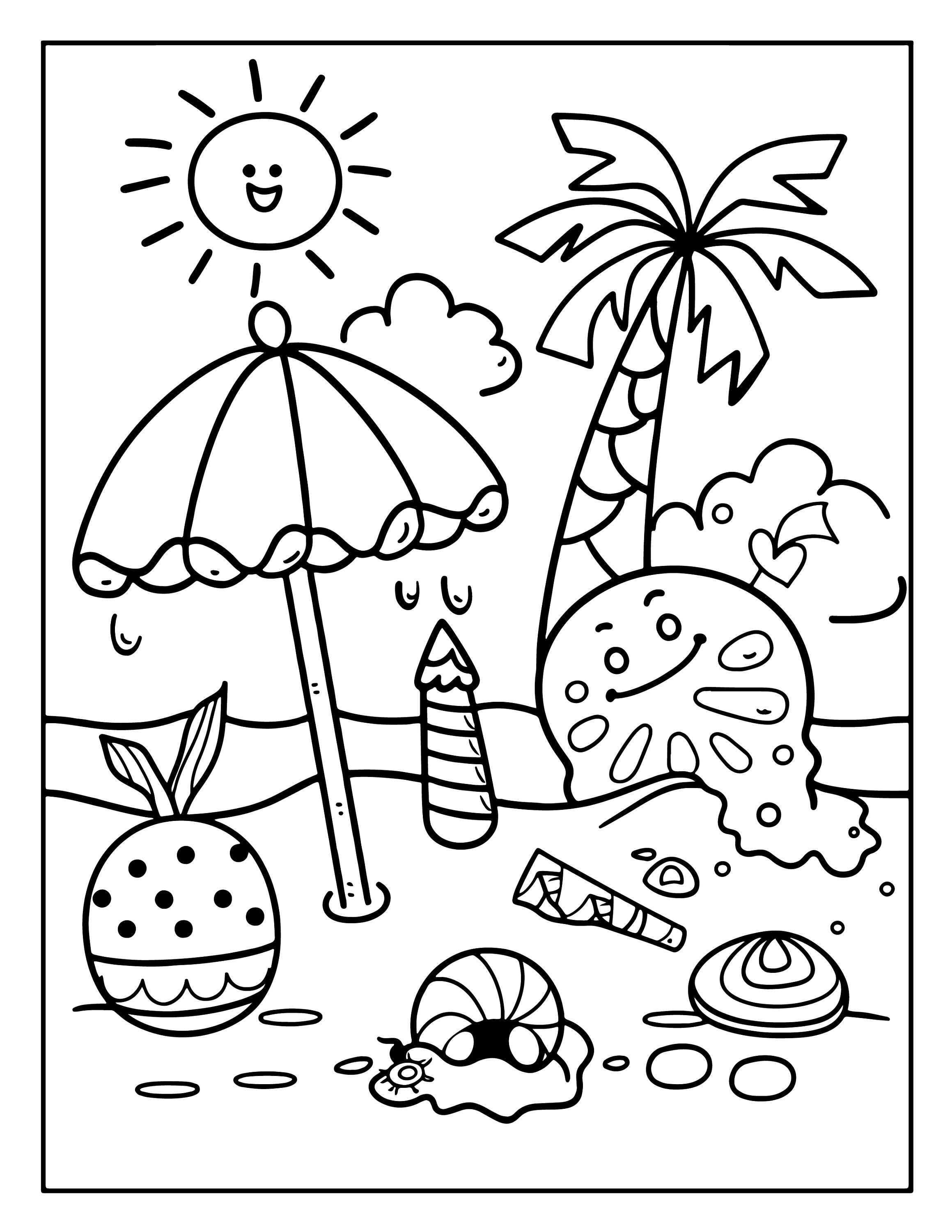 135 Cute Kawaii Summer Coloring Pages Printable Digital PDF for Kids ...