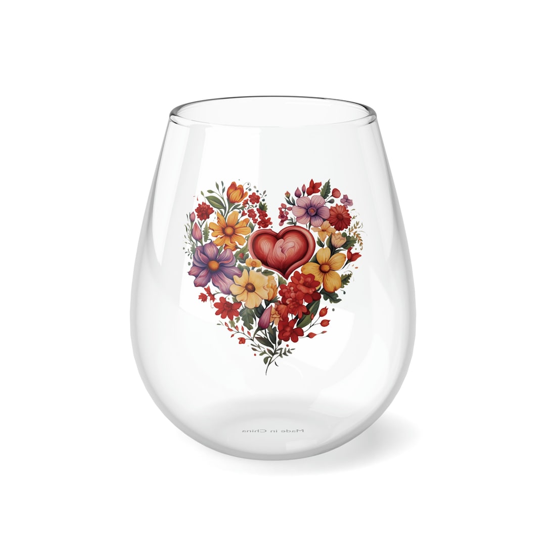 Valentine's Day Heart Wine Stemless Wine Glass 11.75oz, Best Selling ...