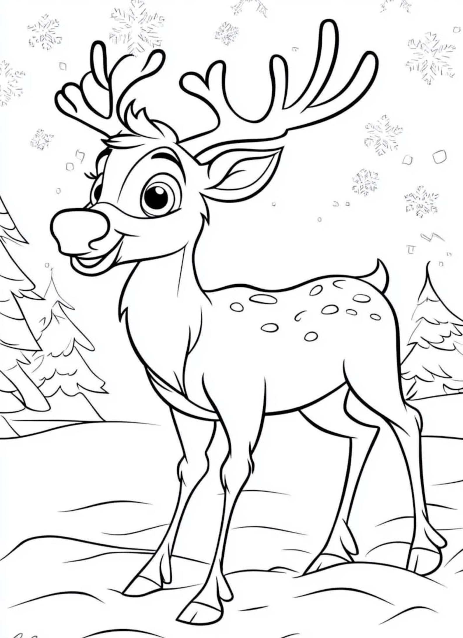 100 Reindeer Christmas Coloring Pages Adults and Kids Coloring Pages ...
