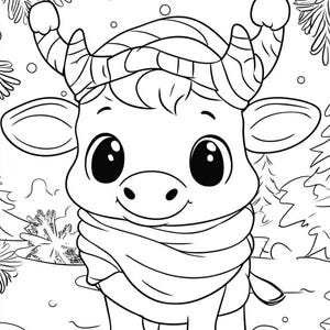 100 Cute Cow Christmas Coloring Pages Adults and Kids Coloring Pages ...